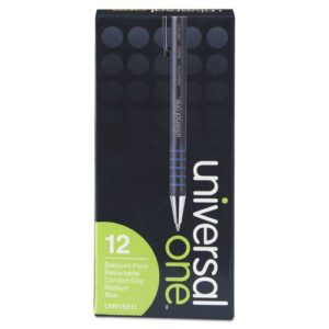 universal ballpoint pen, retractable, medium 1 mm, blue ink, blue barrel, dozen