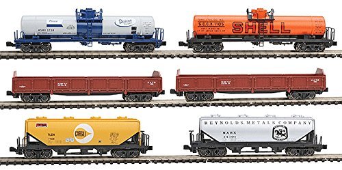 N Mixed Freight Train Set - 6 Car Assortment