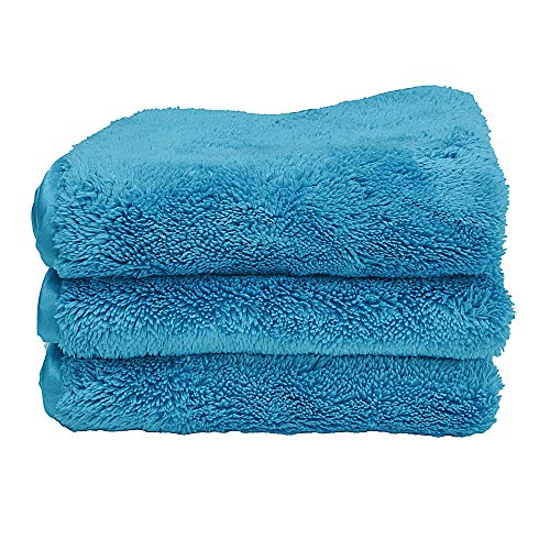 Eurow Double Density Microfiber Soft Fluffy Absorbent Shag Towels Scratchless Cleaning Drying Detailing 700GSM 12 X 16 Inches 3 Pack