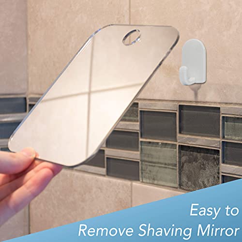 The Shave Well Company Original Anti-Fog Shaving Mirror | Fogless Bathroom Shower Mirror with Handheld Option for Men and Women | Hanging Shower Mirror Includes Long-Lasting Removable Adhesive Hook