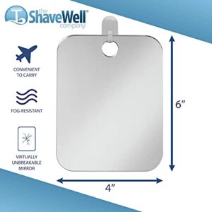 The Shave Well Company Original Anti-Fog Shaving Mirror | Fogless Bathroom Shower Mirror with Handheld Option for Men and Women | Hanging Shower Mirror Includes Long-Lasting Removable Adhesive Hook