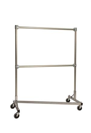 Quality Fabricators Heavy Duty Z-Rack 48 in. Double Rail Garment Rack in Silver [Kitchen]