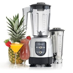 Omega BL390S Blender 1-HP Motor with Tritan Copolyester and Stainless Steel Container Combo Pack, 48-Ounce, Silver