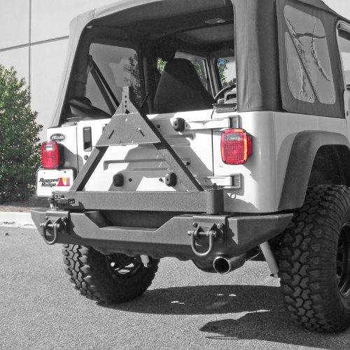 Rugged Ridge 11546.42 XHD Bumper Tire Carrier, Rear (Bumper Not Included) | Fits 76-06 Jeep CJ/Wrangler YJ/TJ