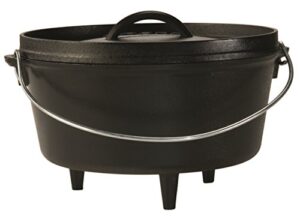 lodge l10dco3 cast iron deep camp dutch oven, pre-seasoned, 5-quart