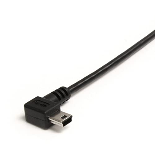 StarTech.com 3 ft. (0.9 m) Right Angle USB to Mini USB Cable - USB 2.0 A to Right Angle Mini B - Black - Mini USB Cable (USB2HABM3RA)