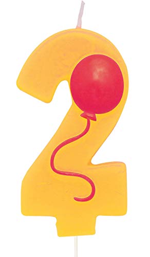 Creative Converting Numerical Balloon Candle, 3.5", Yellow