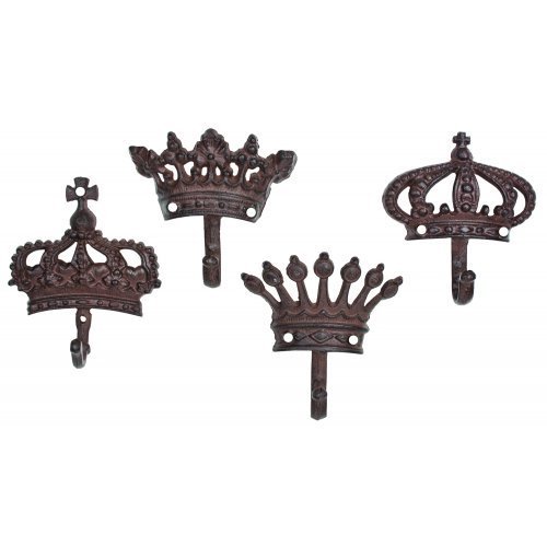 Crown Wall Hooks, Set of 4, 5" X 5"