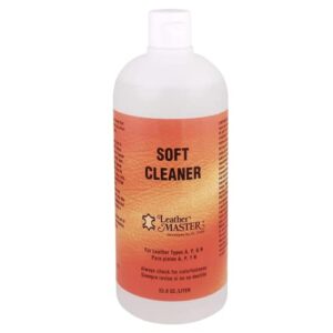 leather master soft leather cleaner 33.8 oz/liter - soft leather cleaner for use of leather furniture, car interior, apparel, boots, shoes, and bags.