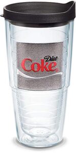 tervis coca-cola - diet coke insulated tumbler with emblem and black lid, 24oz, clear