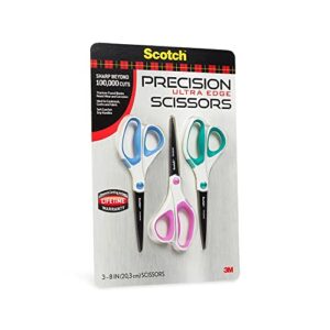 Scotch Precision Ultra Edge 8-Inch Scissors, 3 pack