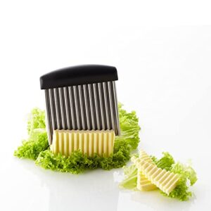 triangle Crinkle Cutter - Ultra-Sharp Stainless Steel - Creates Julienne Strips, Waffle Cuts & Fancy Wavy Edges - Dishwasher Safe