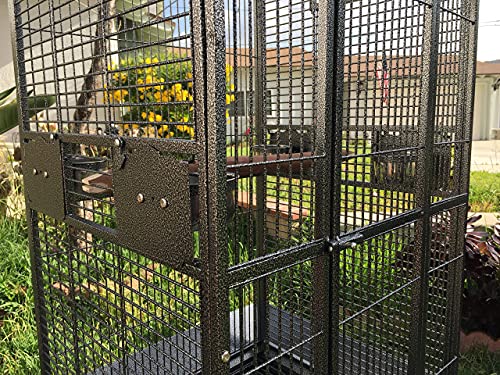 Large Elegant Wrought Iron Open Dome Play Top Bird Parrot Cage, Include Large Front Door and Small Pull Down Door, Metal Seed Guard, Solid Metal Feeders, Breeding Doors