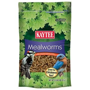 kaytee wild bird food mealworms for bluebirds, wrens, robins, chickadees, woodpeckers, cardinals & chickens, 3.5 ounce