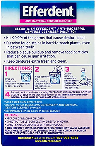 Efferdent Anti-bacterial Denture Cleanser, 2-Pack