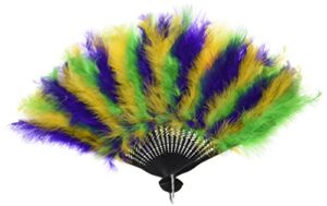 beistle mardi gras feather fan, 12-inch by 20-inch