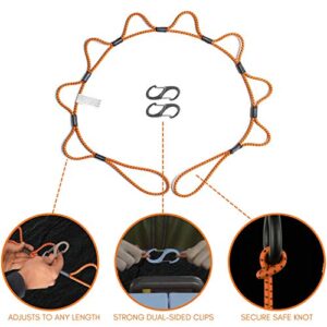 LoopRope | Bungee Cord Tie Down System | Adjustable Cargo Strap | Knot Free | Truck, RV, ATV, Camping,Outdoor Accessory, Multipurpose | Loop, Clip and Go | 5 Feet (Orange)