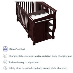 Storkcraft Portofino 5-in-1 Convertible Crib and Changer (Espresso) – Crib and Changing Table Combo with 3 Drawers, Includes Baby Changing Pad, Converts to Full-Size Bed