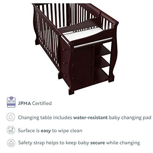 Storkcraft Portofino 5-in-1 Convertible Crib and Changer (Espresso) – Crib and Changing Table Combo with 3 Drawers, Includes Baby Changing Pad, Converts to Full-Size Bed