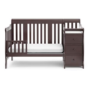 Storkcraft Portofino 5-in-1 Convertible Crib and Changer (Espresso) – Crib and Changing Table Combo with 3 Drawers, Includes Baby Changing Pad, Converts to Full-Size Bed