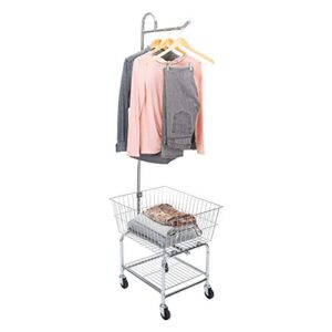 Organize It All Deluxe Laundry Valet, Basket and Clothes Hanger, Rolling Cart