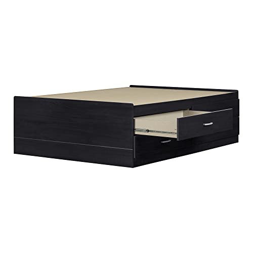 South Shore Cosmos Captain Bed with 4 Drawers, Full 54-inch, Black Onyx