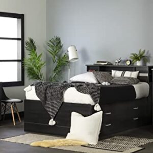 South Shore Cosmos Captain Bed with 4 Drawers, Full 54-inch, Black Onyx