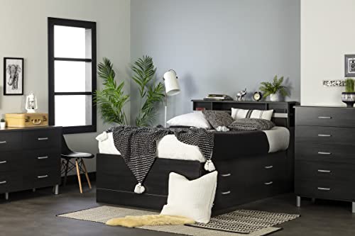 South Shore Cosmos Captain Bed with 4 Drawers, Full 54-inch, Black Onyx