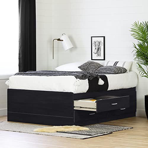 South Shore Cosmos Captain Bed with 4 Drawers, Full 54-inch, Black Onyx