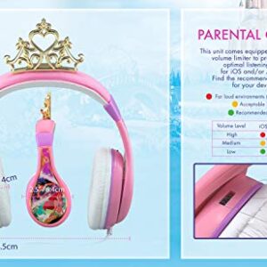 Disney Princess Kids Headphones For Kids Adjustable Stereo Tangle-Free 3.5Mm Jack Wired Cord Over Ear Headset For Children Parental Volume Control Kid Friendly Safe (Frustration Free Packaging), DP-140.EXv6, Pink