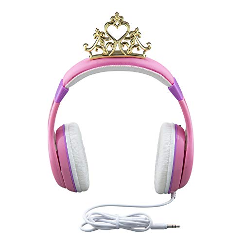 Disney Princess Kids Headphones For Kids Adjustable Stereo Tangle-Free 3.5Mm Jack Wired Cord Over Ear Headset For Children Parental Volume Control Kid Friendly Safe (Frustration Free Packaging), DP-140.EXv6, Pink