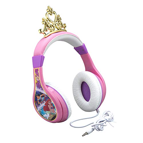 Disney Princess Kids Headphones For Kids Adjustable Stereo Tangle-Free 3.5Mm Jack Wired Cord Over Ear Headset For Children Parental Volume Control Kid Friendly Safe (Frustration Free Packaging), DP-140.EXv6, Pink