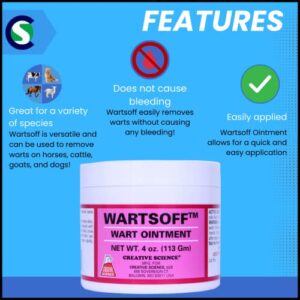 Creative Science Wartsoff Wart Removal Ointment | 4 oz | Easily and Painlessly Remove Warts from Dogs, Cattle, Horses, and Goats