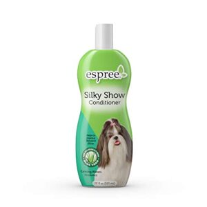 espree silky show conditioner for dogs and cats – leaves coats with amazing shine, luster, and easy combing – made with 100% organically grown aloe vera – 20 ounces