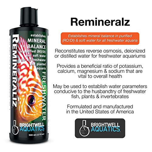 Brightwell Aquatics Remineraliz - Adds Minerals to Distilled, Deionized, or Reverse Osmosis Water for Freshwater Aquarium Use 500-ml