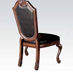 ACME Chateau De Ville Side Chair (Set-2) - 10038 - Black PU & Cherry