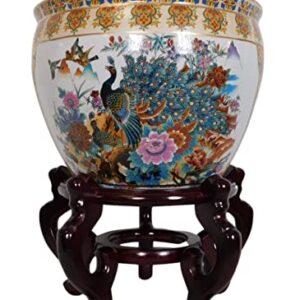 Oriental Furnishings Japanese Satsuma Peacock Vase (10" W x 7.75" H | Base 6.25")