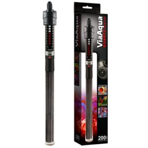 viaaqua 200-watt quartz glass submersible heater with built-in thermostat