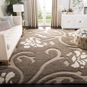 safavieh florida shag collection area rug - 5'3" x 7'6", smoke & beige, floral design, non-shedding & easy care, 1.2-inch thick ideal for high traffic areas in living room, bedroom (sg464-7913)