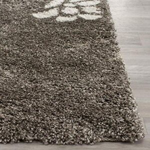 SAFAVIEH Florida Shag Collection Area Rug - 5'3" x 7'6", Smoke & Beige, Floral Design, Non-Shedding & Easy Care, 1.2-inch Thick Ideal for High Traffic Areas in Living Room, Bedroom (SG464-7913)