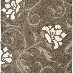 SAFAVIEH Florida Shag Collection Area Rug - 5'3" x 7'6", Smoke & Beige, Floral Design, Non-Shedding & Easy Care, 1.2-inch Thick Ideal for High Traffic Areas in Living Room, Bedroom (SG464-7913)