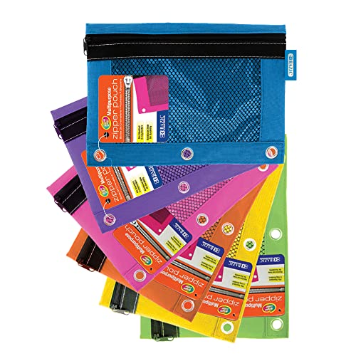 BAZIC Bright Color 3-Ring Pencil Pouch w/ Mesh Window, Case of 144 (804-144),MULTIPLE