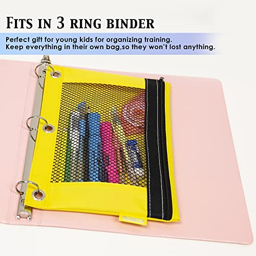 BAZIC Bright Color 3-Ring Pencil Pouch w/ Mesh Window, Case of 144 (804-144),MULTIPLE