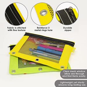 BAZIC Bright Color 3-Ring Pencil Pouch w/ Mesh Window, Case of 144 (804-144),MULTIPLE