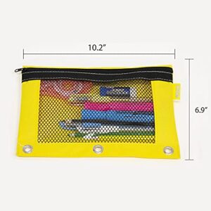 BAZIC Bright Color 3-Ring Pencil Pouch w/ Mesh Window, Case of 144 (804-144),MULTIPLE