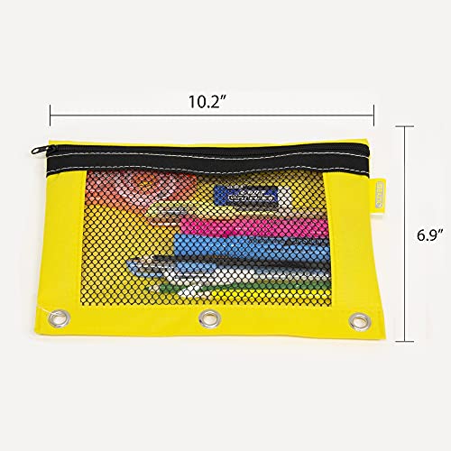 BAZIC Bright Color 3-Ring Pencil Pouch w/ Mesh Window, Case of 144 (804-144),MULTIPLE