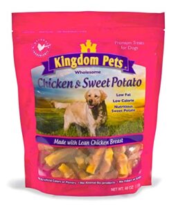 kingdom pets filler free chicken jerky & sweet potato twists, premium treats for dogs, 48-ounce bag