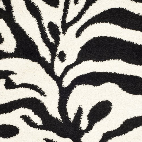 SAFAVIEH Florida Shag Collection Area Rug - 8' x 10', Ivory & Black, Zebra Print Design, Non-Shedding & Easy Care, 1.2-inch Thick Ideal for High Traffic Areas in Living Room, Bedroom (SG452-1290)