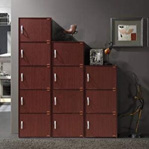 HODEDAH 3 Door Bookcase Cabinet, Mahogany