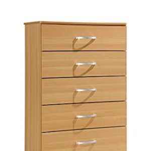 HODEDAH IMPORT 5 Drawer Chest, with Metal Gliding Rails, Beech, 47.8x31.5 inches